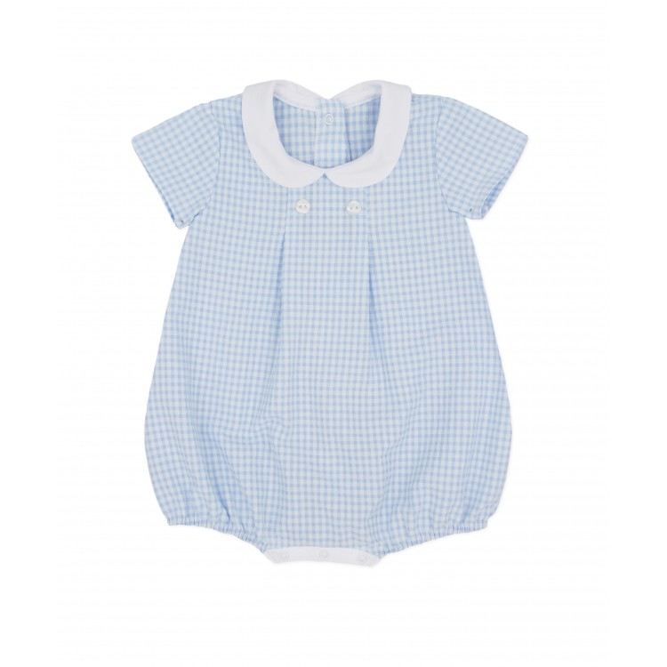 Pelele con cuello bebé de cuadros celeste - rapife.com