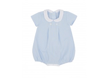 Pelele con cuello bebé de cuadros celeste - rapife.com